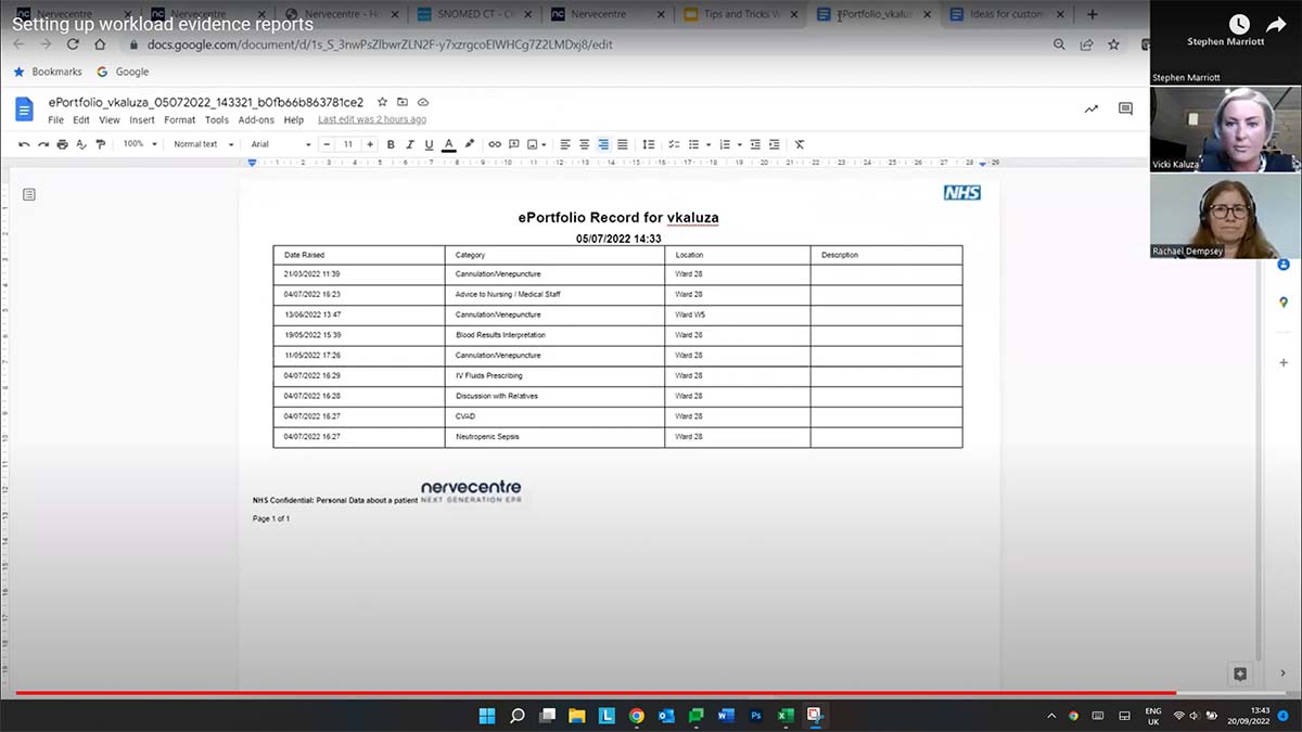 Setting up workload evidence reports